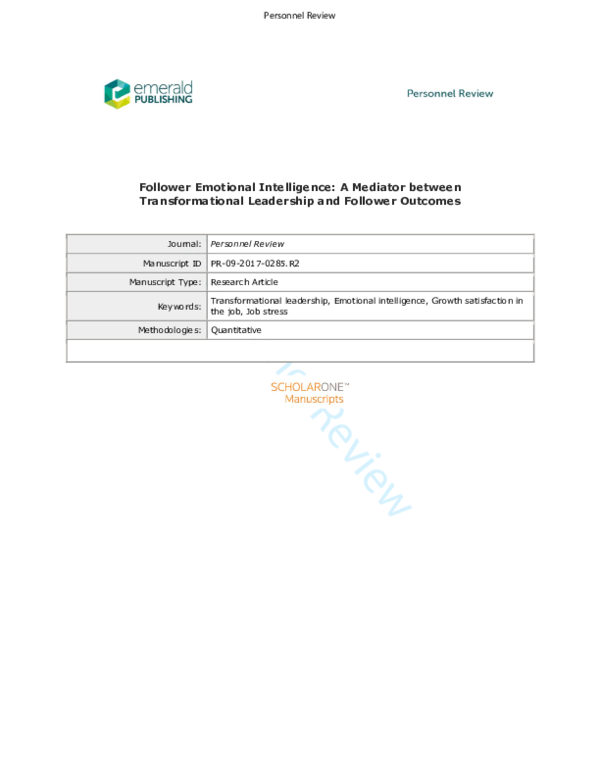 (PDF) Follower emotional intelligence