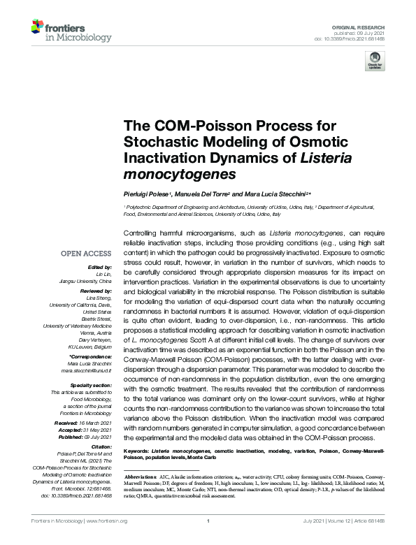 (PDF) The COM-Poisson Process for Stochastic Modeling of Osmotic ...