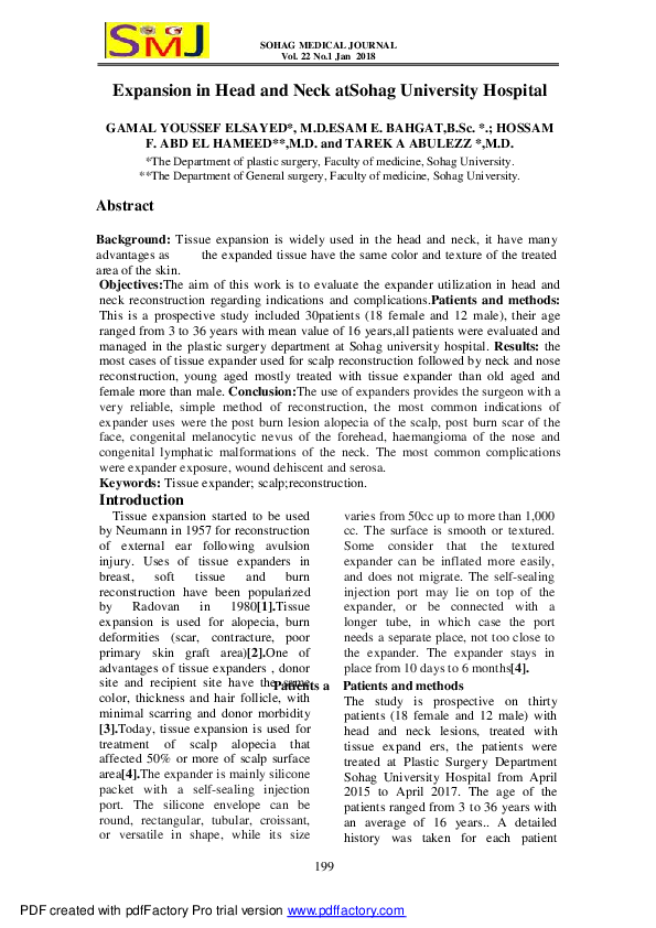 (PDF) Expansion in Head and Neck at Sohag University Hospital