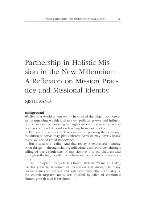 (PDF) Partnership in Holistic Mission in the New Millenium: A Reflexion ...