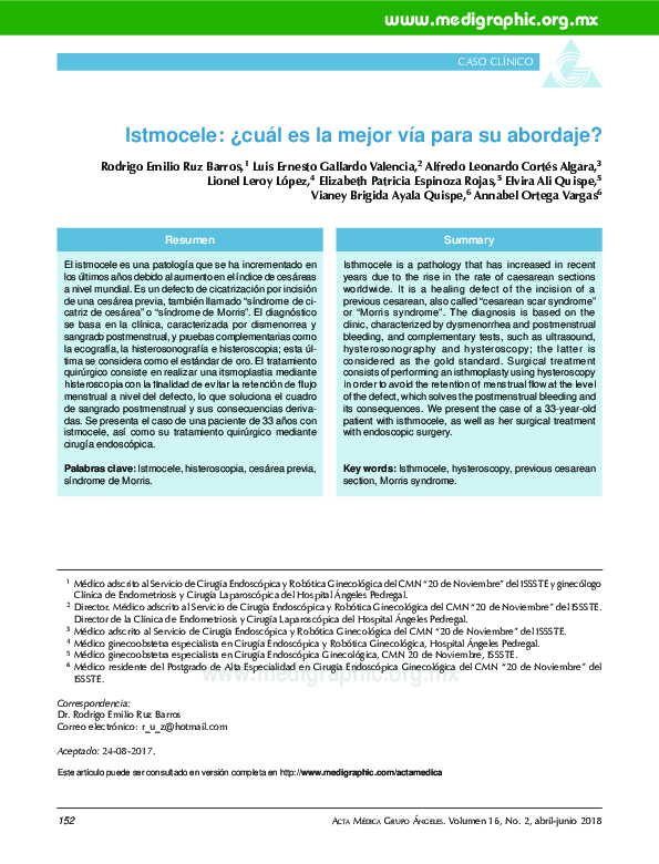 (PDF) Istmocele: ¿cuál es la mejor vía para su abordaje? | Vianey Ayala ...