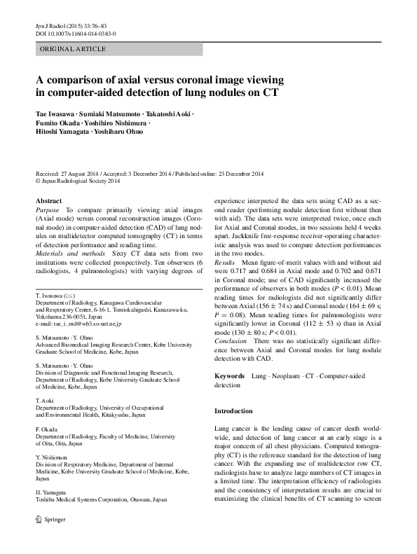 (PDF) A comparison of axial versus coronal image viewing in computer ...