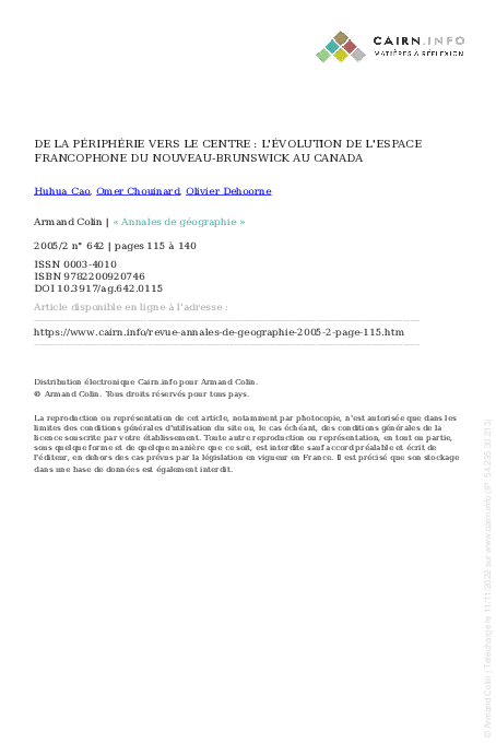 (PDF) De la périphérie vers le centre : l'évolution de l'espace ...