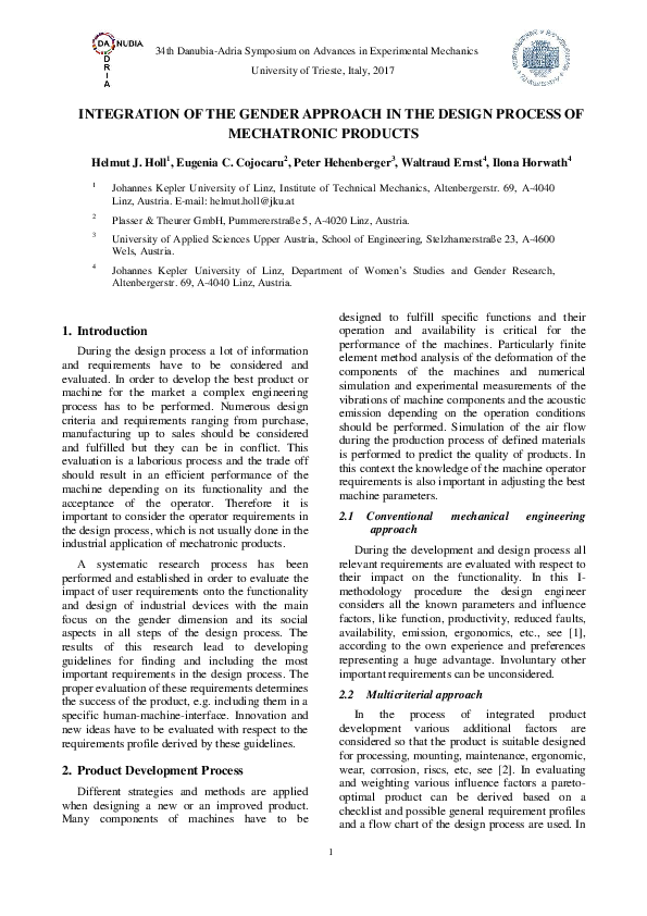 (PDF) Integration of the gender approach in the design process of ...