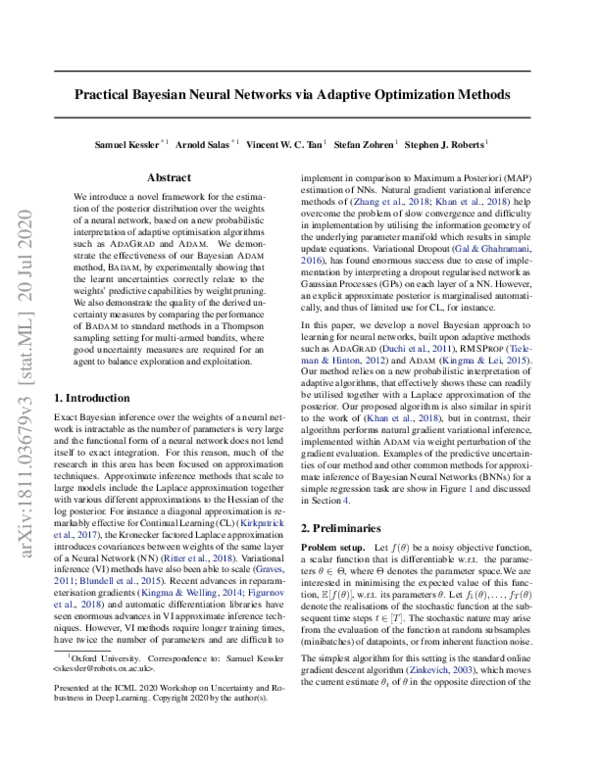(PDF) Practical Bayesian Learning of Neural Networks via Adaptive Optimisation Methods | Arnold ...