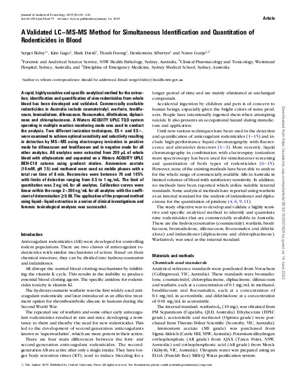 (PDF) A Validated LC-MS-MS Method for Simultaneous Identification and ...
