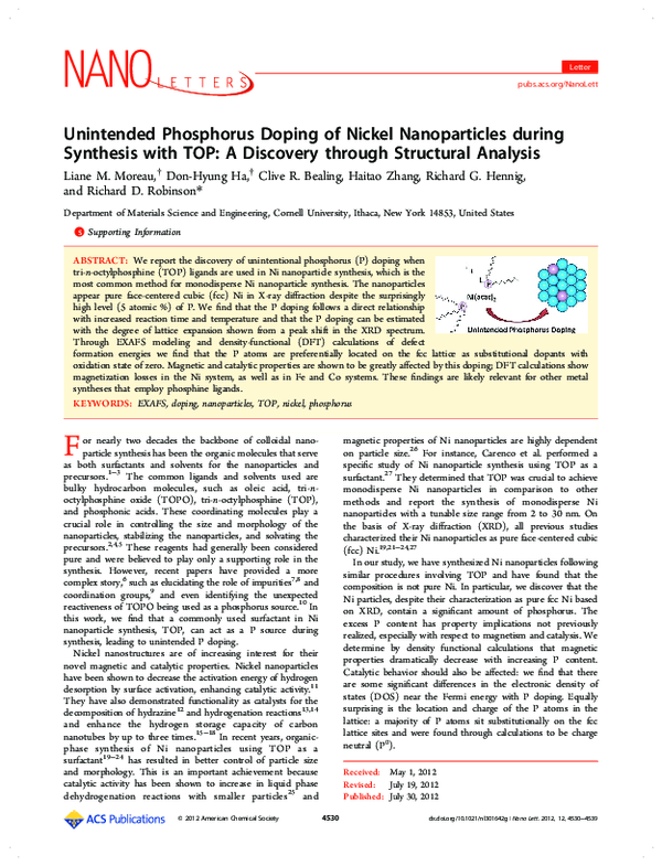 (PDF) Unintended Phosphorus Doping of Nickel Nanoparticles during ...