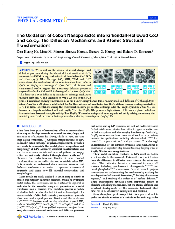 (PDF) The Oxidation of Cobalt Nanoparticles into Kirkendall-Hollowed CoO and Co3O4: The ...