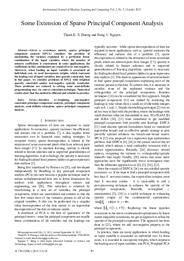 (PDF) Some Extension of Sparse Principal Component Analysis
