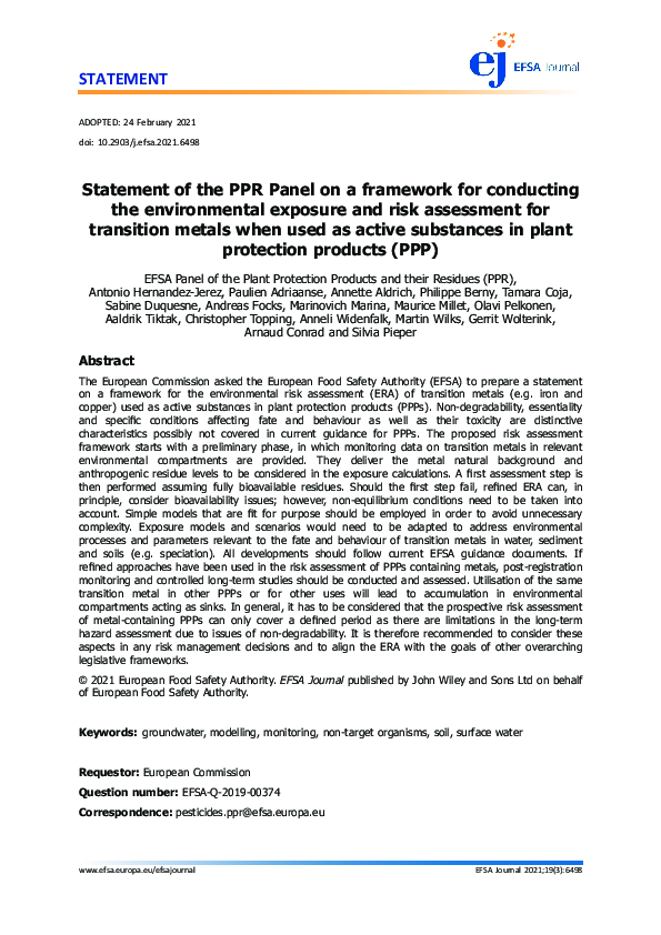 (PDF) Statement of the PPR Panel on a framework for conducting the ...