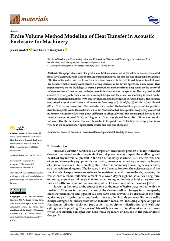 (PDF) Finite Volume Method Modeling of Heat Transfer in Acoustic ...