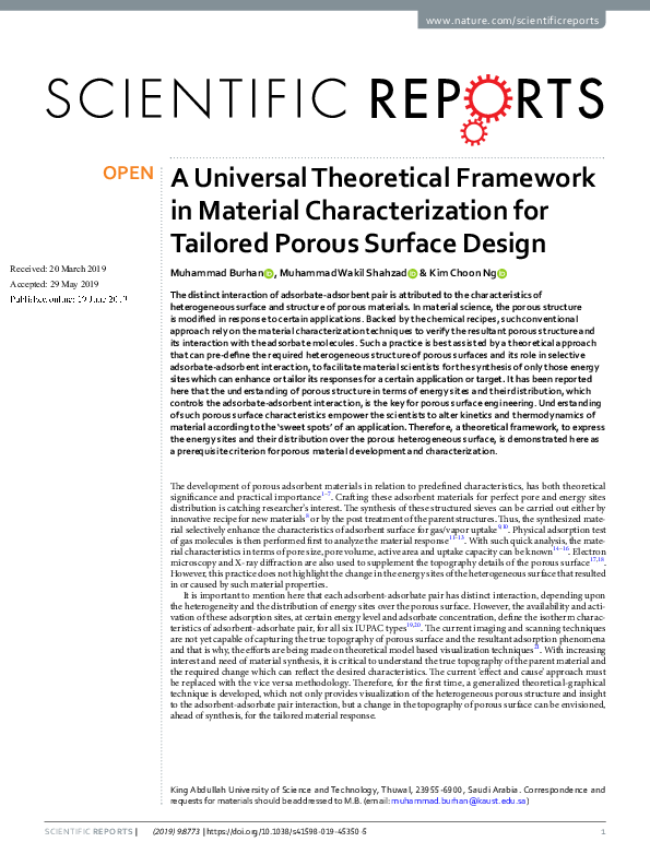 (PDF) A Universal Theoretical Framework in Material Characterization ...