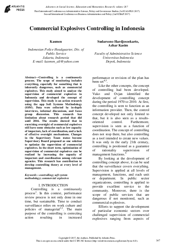 (PDF) Commercial Explosives Controlling in Indonesia