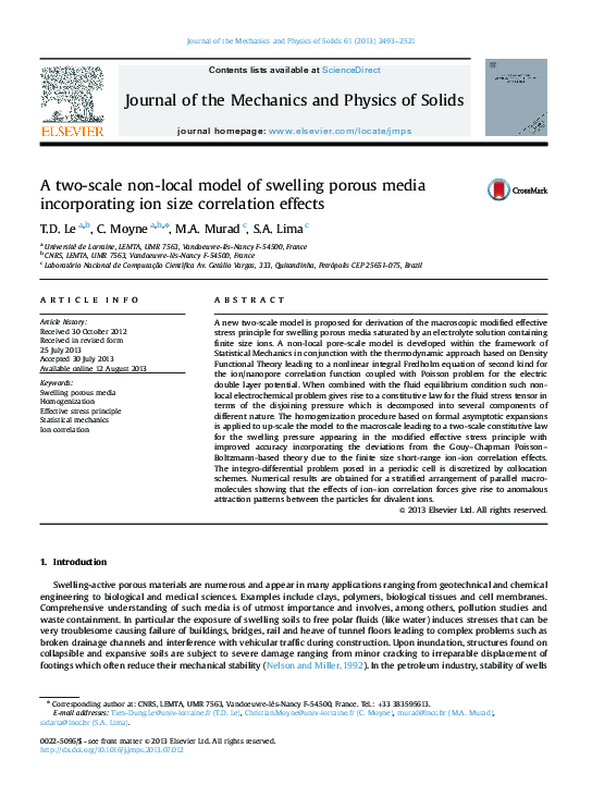 (PDF) A two-scale non-local model of swelling porous media incorporating ion size correlation ...