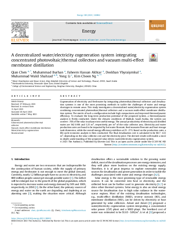 (PDF) A decentralized water/electricity cogeneration system integrating ...