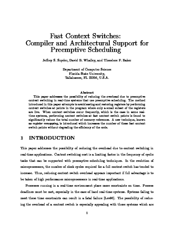 (PDF) Fast context switches: compiler and architectural support for ...