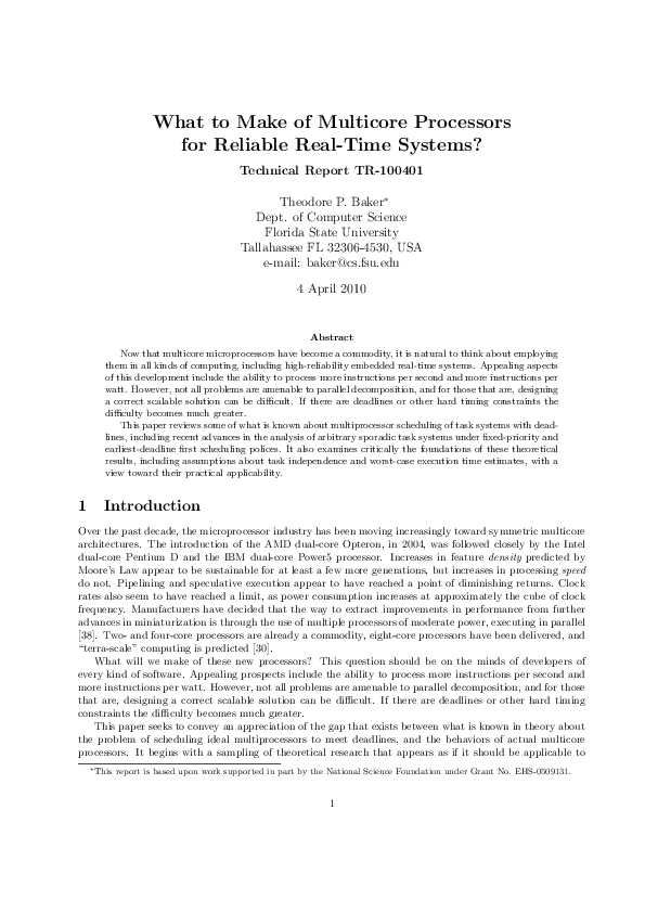(PDF) What to Make of Multicore Processors for Reliable Real-Time Systems?