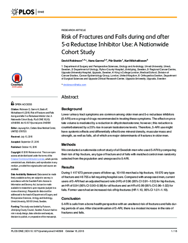 (PDF) Risk of Fractures and Falls during and after 5-α Reductase ...