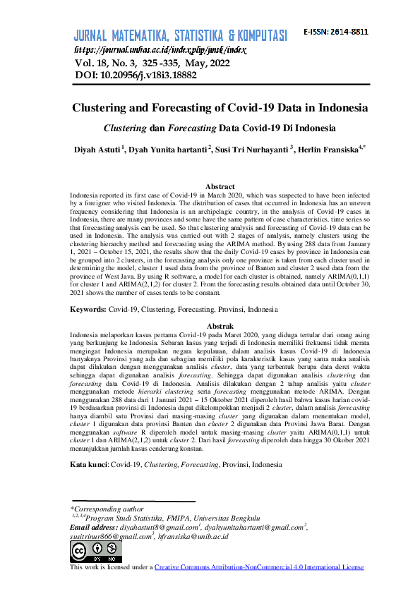 (PDF) Clustering and Forecasting of Covid-19 Data in Indonesia