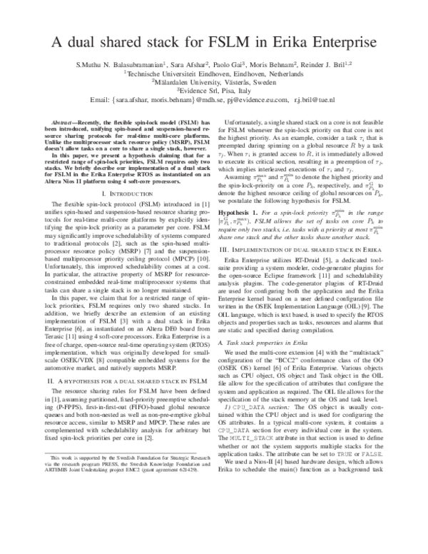 (PDF) A dual shared stack for FSLM in Erika Enterprise