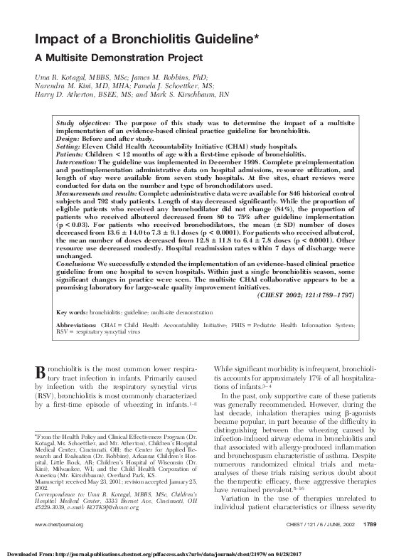 (PDF) Impact of a Bronchiolitis Guideline