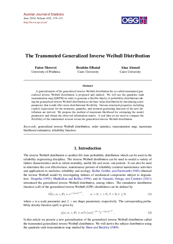 (PDF) The Transmuted Generalized Inverse Weibull Distribution