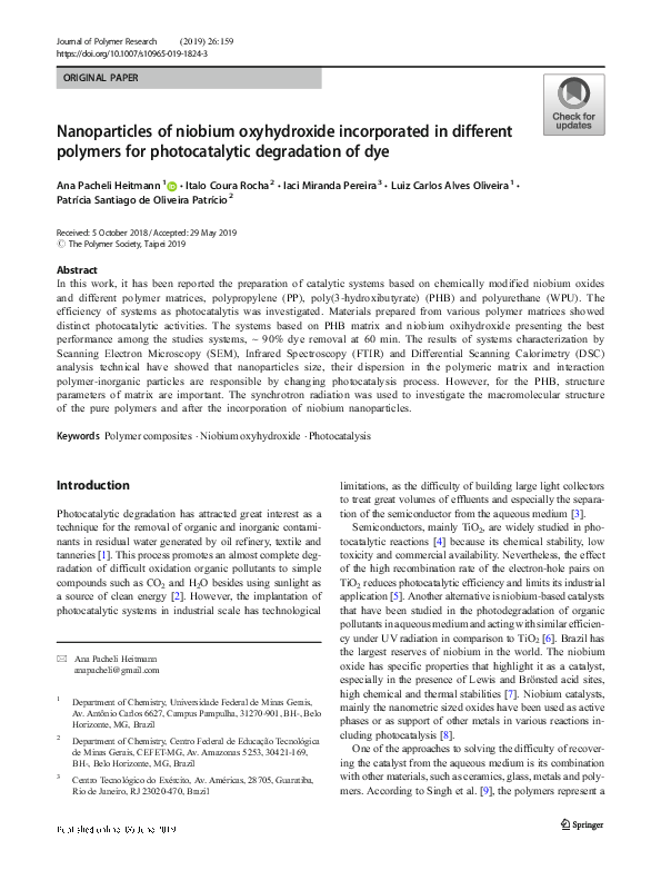 (PDF) Nanoparticles of niobium oxyhydroxide incorporated in different polymers for ...