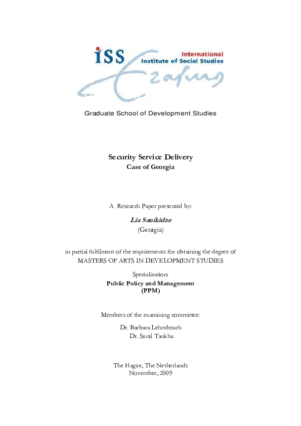 (PDF) Transformations in Security Service Delivery in Georgia