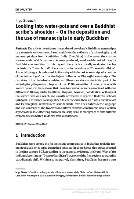 (PDF) Looking into water-pots and over a Buddhist scribe's shoulder -On ...