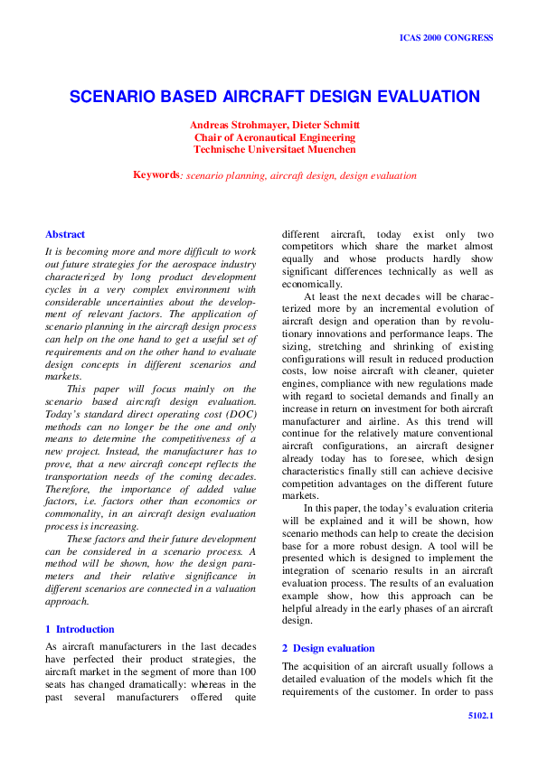 (PDF) Scenario based aircraft design evaluation