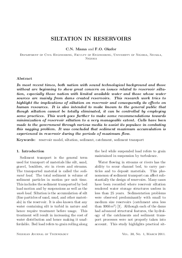 (PDF) Siltation in Reservoirs