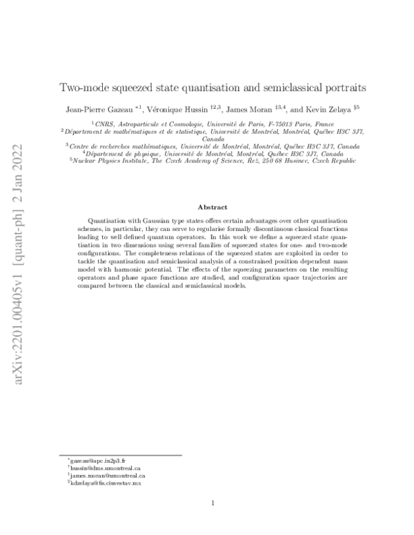 (PDF) Two-mode squeezed state quantisation and semiclassical portraits ...