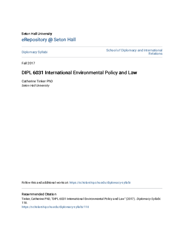 (PDF) International Environmental Policy and Law