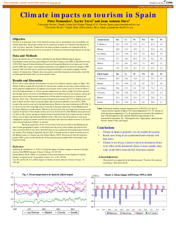 (PDF) Climate impacts on tourism in Spain [Póster]