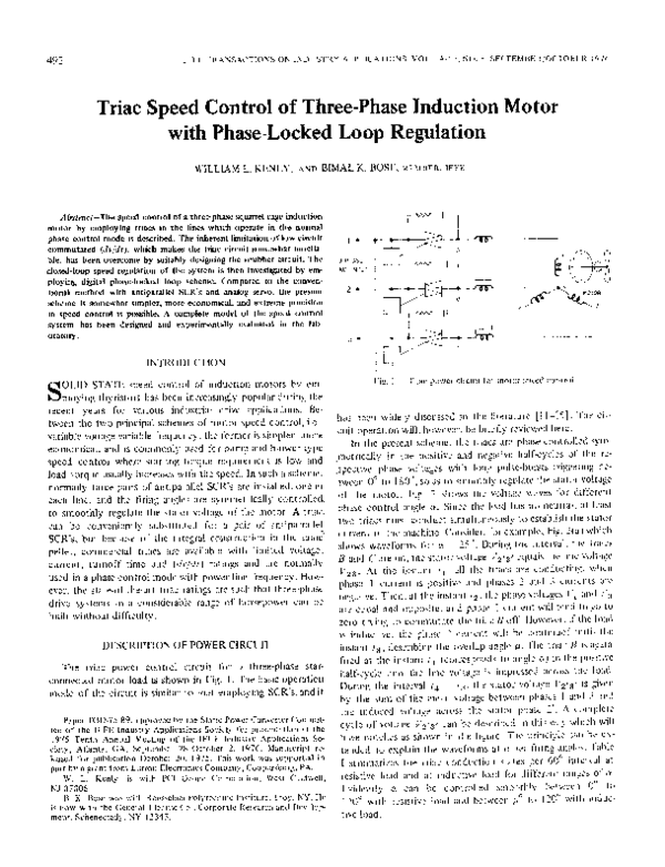 Pdf Triac Speed Control Of Three Phase Induction Motor With Phase Locked Loop Regulation