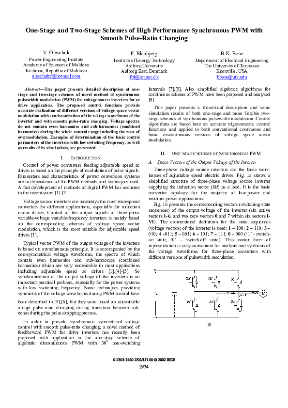 Pdf One Stage And Two Stage Schemes Of High Performance Synchronous Pwm With Smooth Pulse