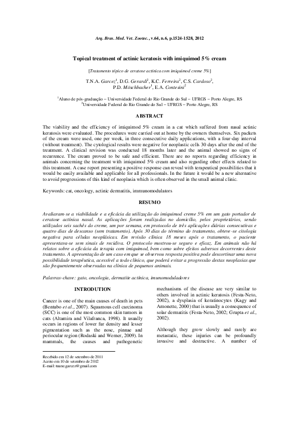 (PDF) Topical treatment of actinic keratosis with imiquimod 5% cream