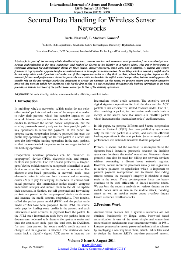 (PDF) Secured Data Handling for Wireless Sensor Networks