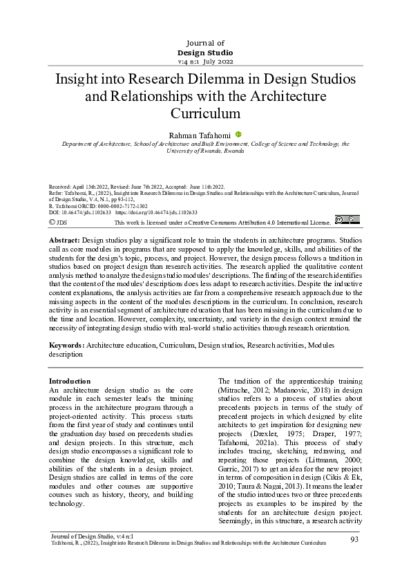 (PDF) Insight into Research Dilemma in Design Studios and Relationships ...
