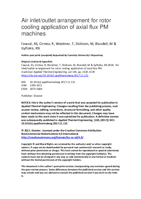 (PDF) Air inlet/outlet arrangement for rotor cooling application of ...