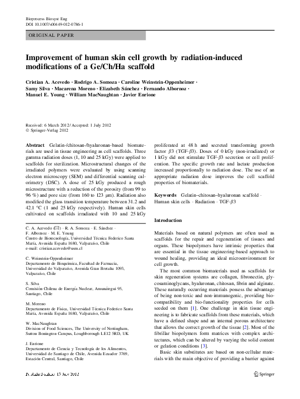 (PDF) Improvement of human skin cell growth by radiation-induced ...