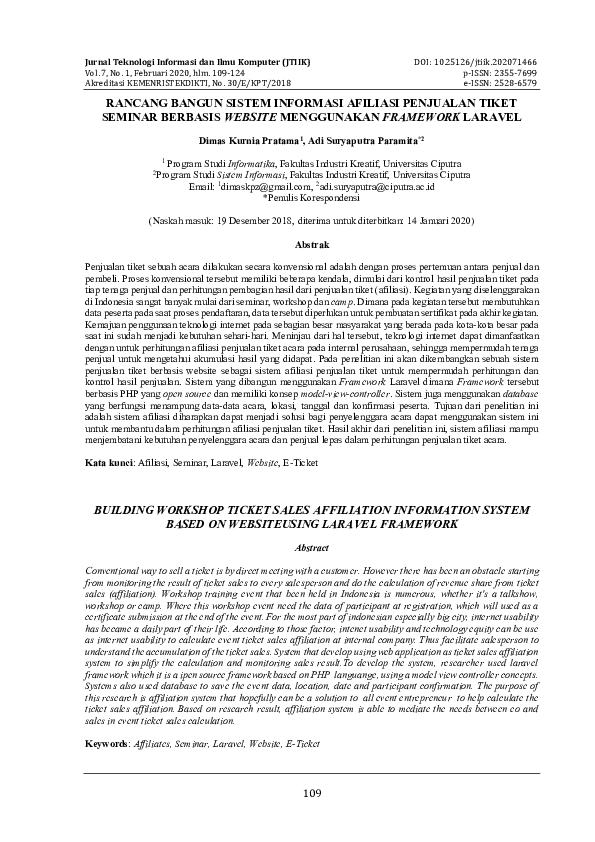 (PDF) Rancang Bangun Sistem Informasi Afiliasi Penjualan Tiket Seminar berbasis Website ...