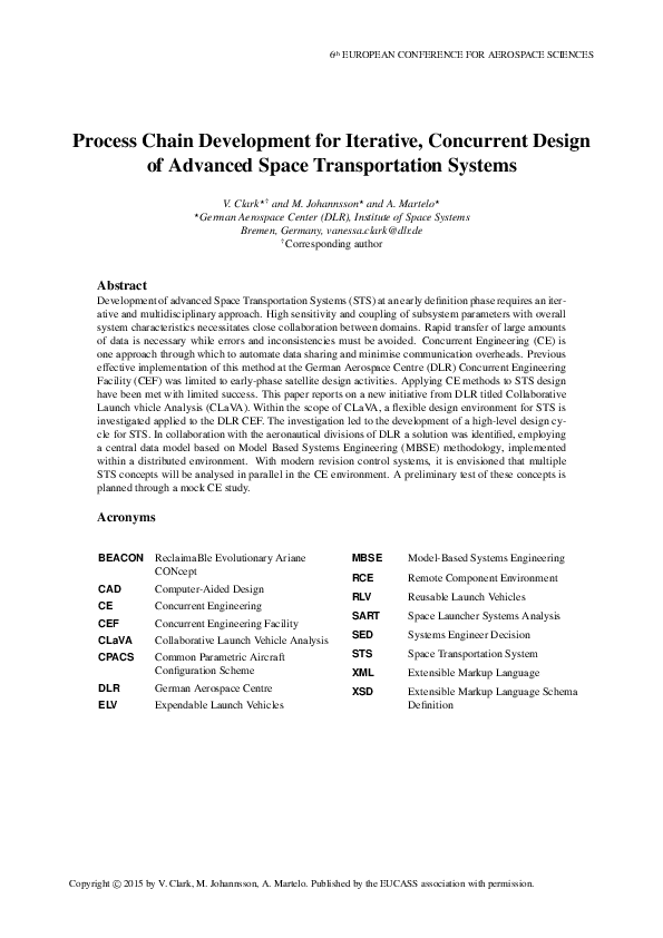 (PDF) Process Chain Development for Iterative, Concurrent Design of Advanced Space ...