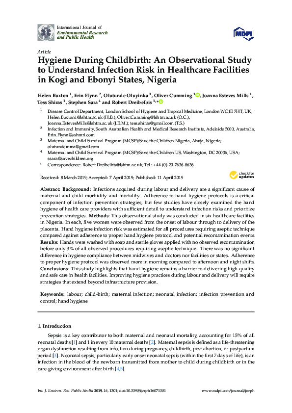 (PDF) Hygiene During Childbirth: An Observational Study to Understand ...