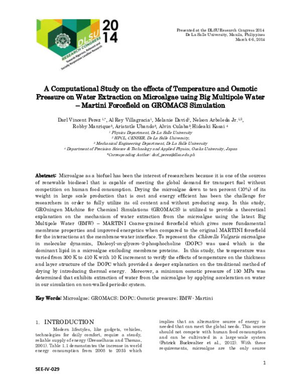 (PDF) A Computational Study on the effects of Temperature and Osmotic ...
