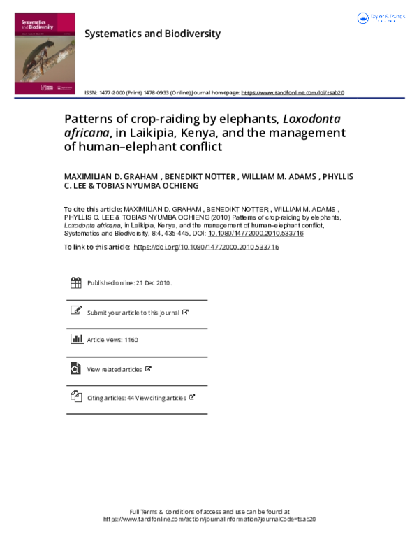 Patterns of crop-raiding by elephants,Loxodonta africana, in Laikipia, Kenya, and the management ...