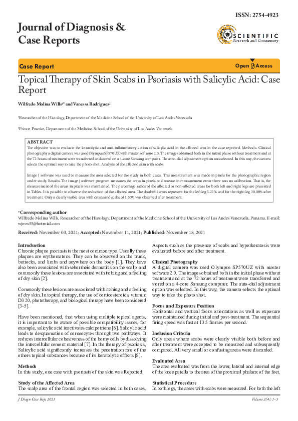 (PDF) Topical Therapy of Skin Scabs in Psoriasis with Salicylic Acid: Case Report