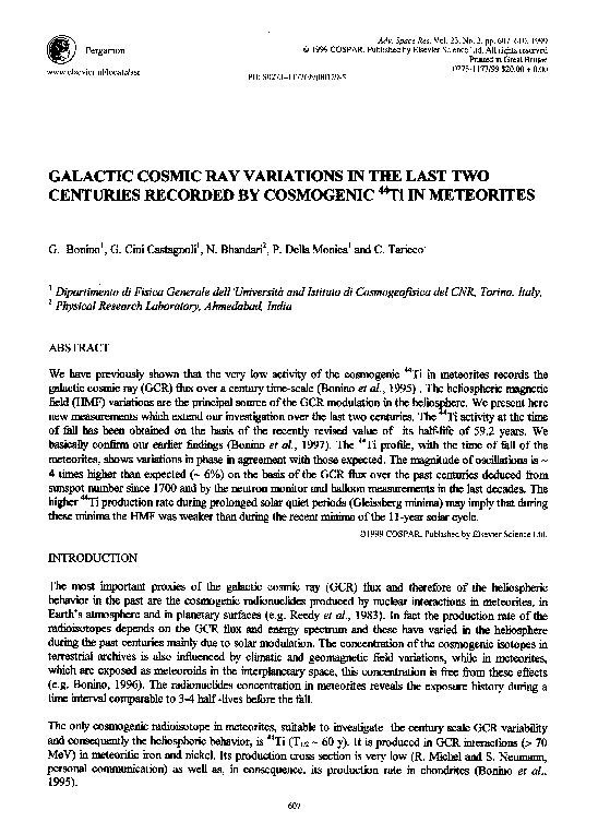 (PDF) Galactic cosmic ray variations in the last two centuries recorded ...