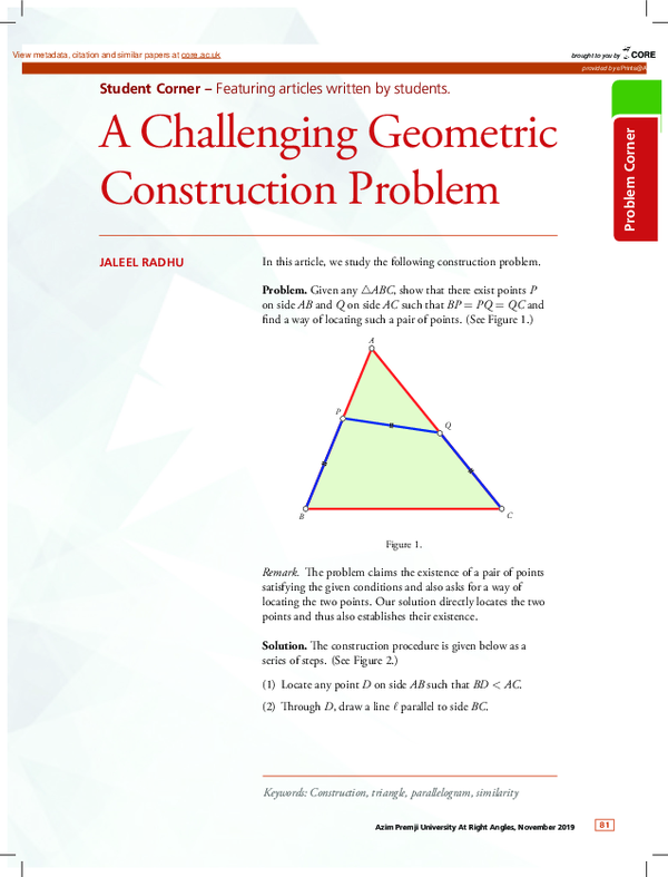 (PDF) A challenging geometric construction problem