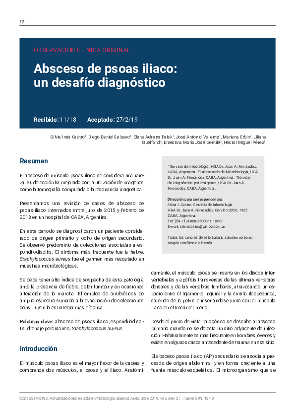 (PDF) Absceso de psoas iliaco: un desafío diagnóstico | Liliana ...